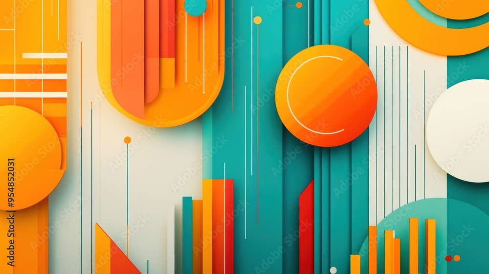 Flat geometric pattern of financial charts and graphs, animated in a ...