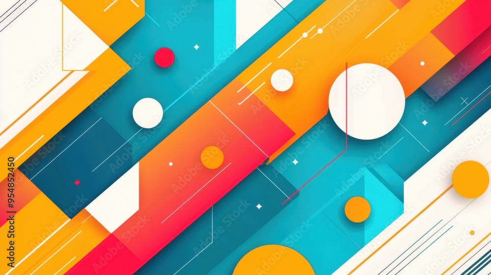 Flat geometric pattern with intersecting lines and shapes, animated in a continuous loop to ...