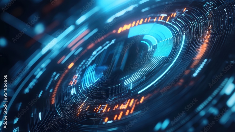 Seamless loop of animated financial data with glowing lines and pie ...