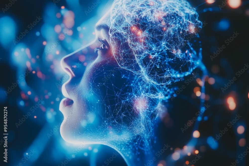 Hedonic adaptation Brain chemistry Womans profile with neural ...