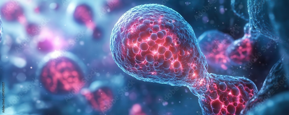 Visual representation of a cell membrane with lipid vesicles budding ...