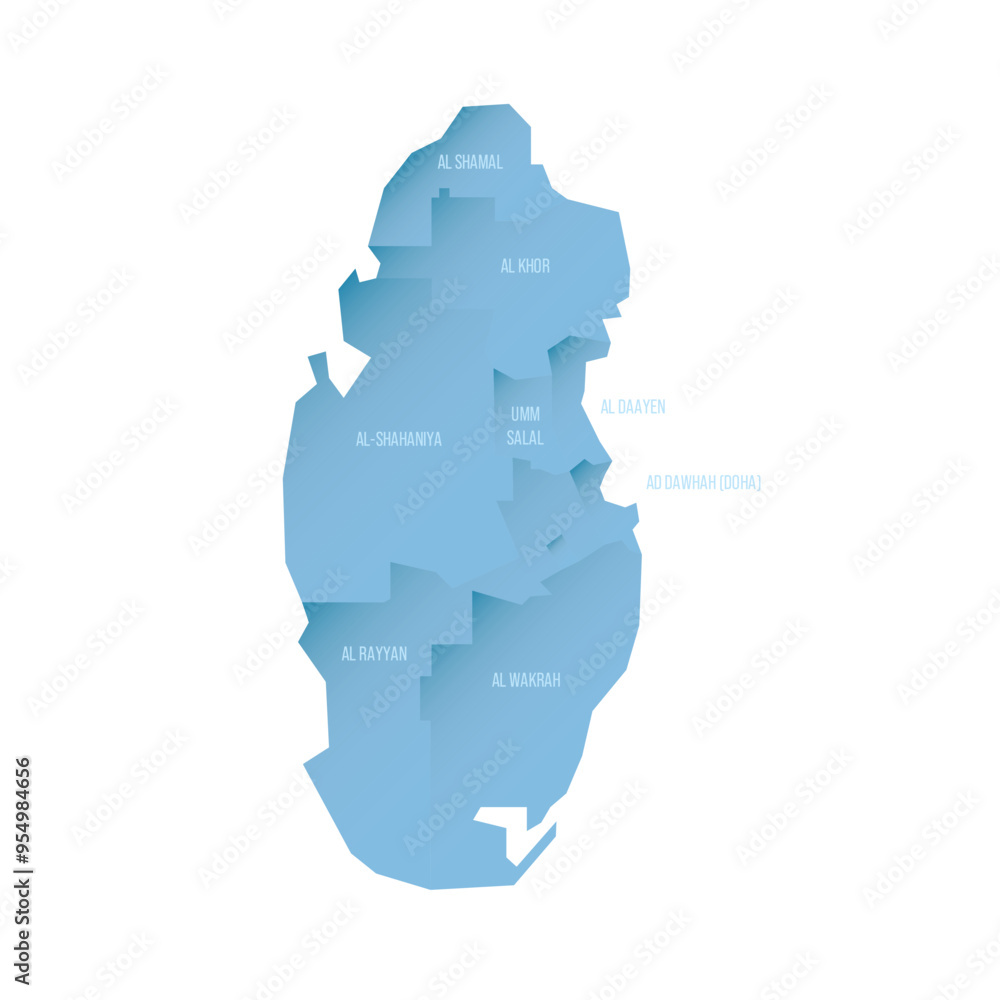 Qatar political map of administrative divisions - municipalities ...