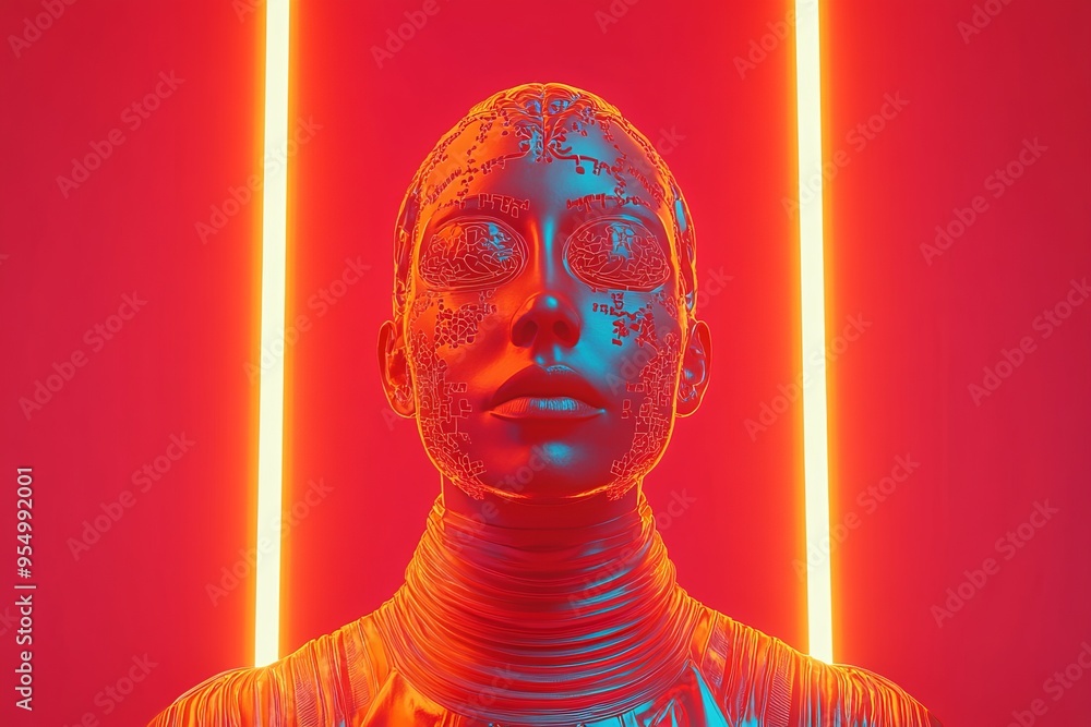 Oligodendroglioma Retentive Futuristic portrait of a man with glowing ...