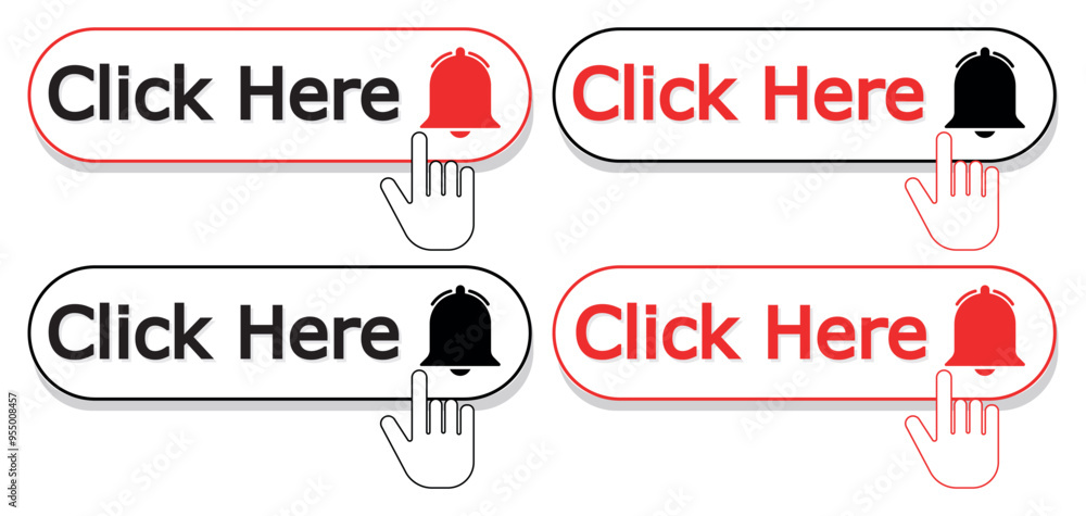 Click Here Button with pointer clicking. Web button set. Click button. Clicking the icon. Action ...