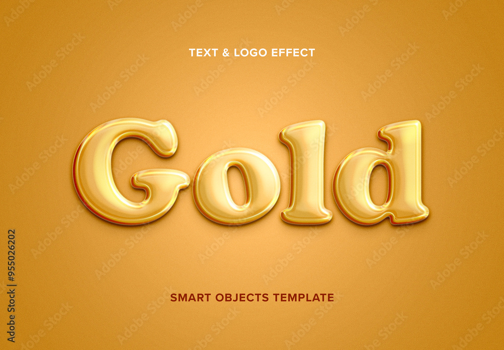 Gold Plastic Bubble Text Effect Mockup Stock Template | Adobe Stock