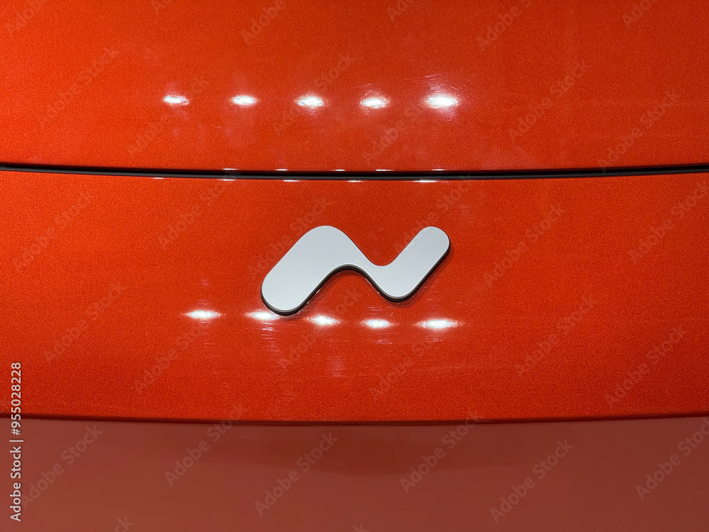 Shanghai,China-Sep. 2024:Onvo car logo close up. NIO's second brand ...
