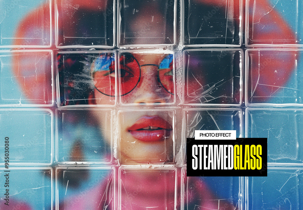 Steamed Glass Photo Effect Mockup With Generative AI Stock Template ...