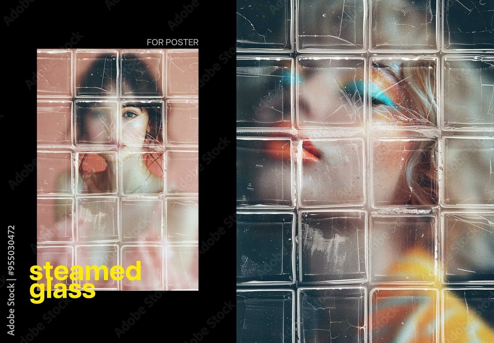 Steamed Glass Poster Photo Effect Mockup With Generative AI Stock ...