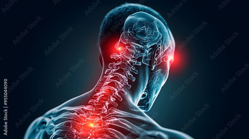 Highlighted Red Spots on Neck and Upper Back Indicating Poor Posture ...