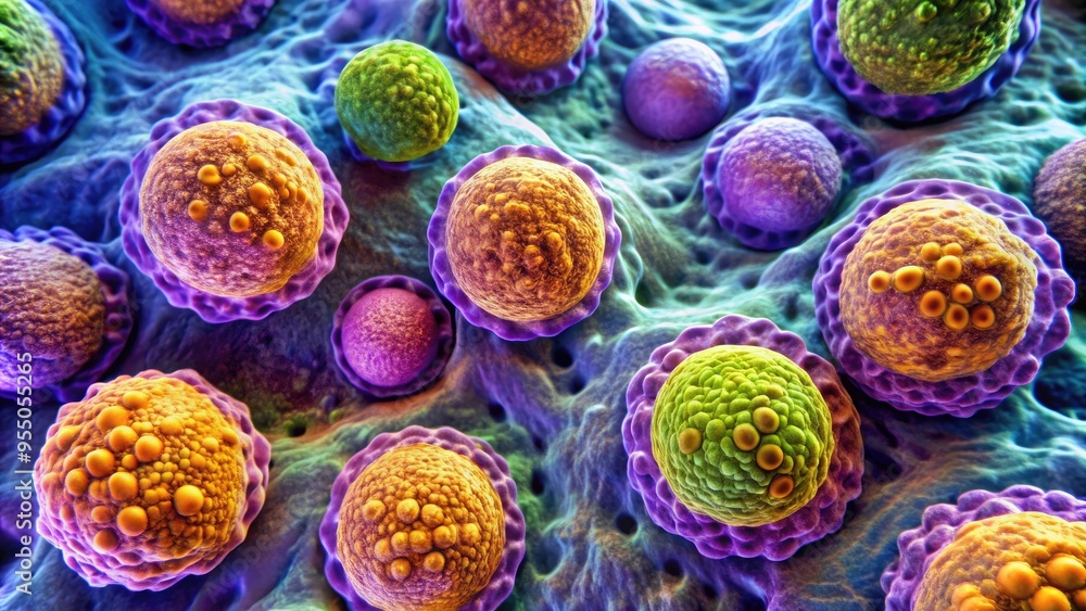 A microscopic image of abnormal cell growth in soft tissue ...