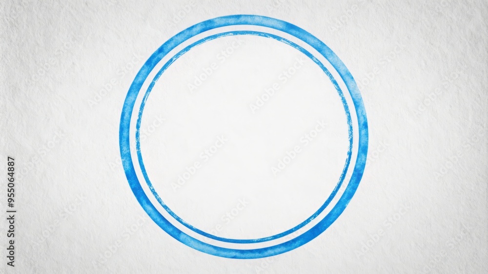 Minimalist abstract design featuring a bold, blue circle outline with a ...