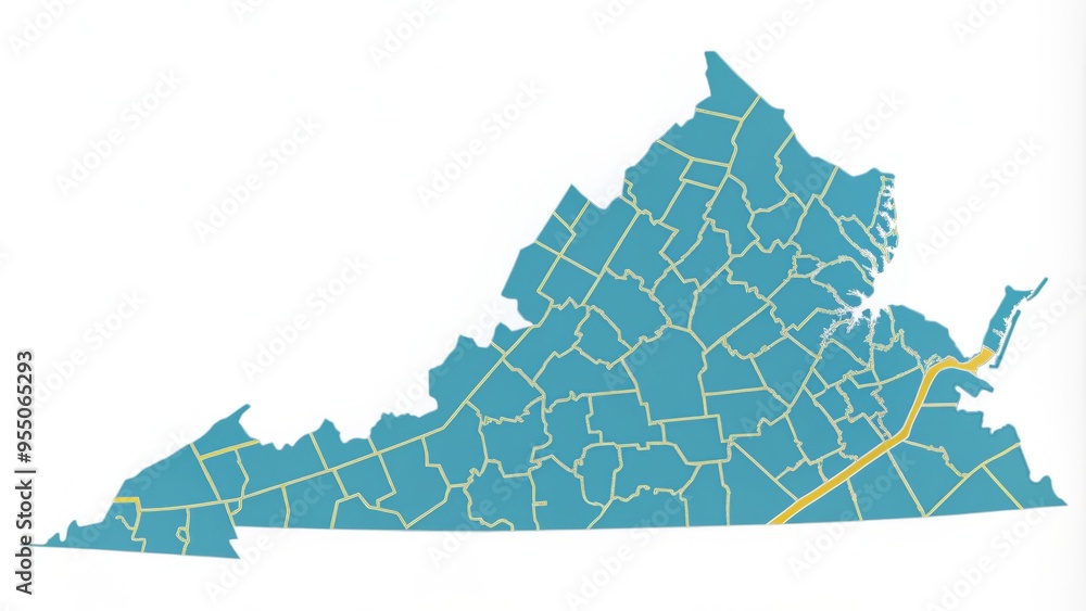 Minimalist outline map of Virginia, highlighting state boundaries ...