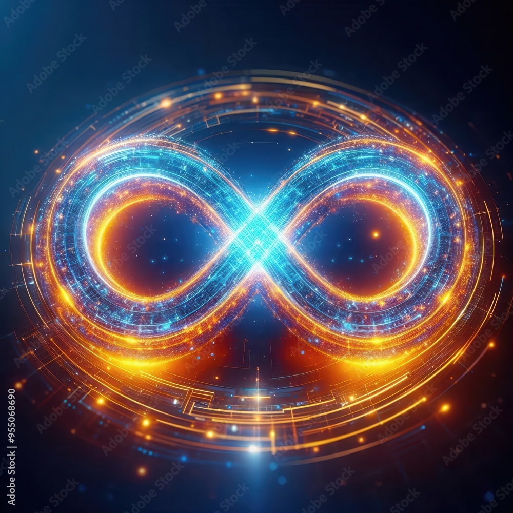 A vibrant and futuristic representation of the infinity symbol ...