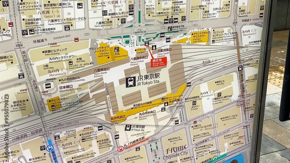 road Guide Map around Tokyo Station , Tokyo, Japan 2024 Jun.1 Stock ...