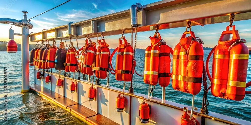 Life jackets, flares, fire extinguishers, and navigation lights ...