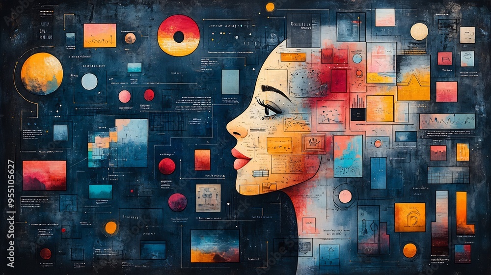 Illustrated mind map branding elements detailing logos color palettes ...