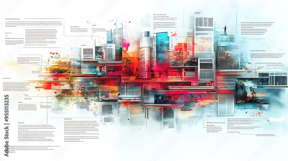 Illustrated mind map editorial design focusing on magazine layouts ...
