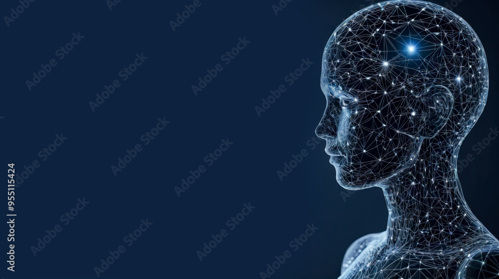 Digital Human Profile with Network Mesh, Artificial Intelligence ...