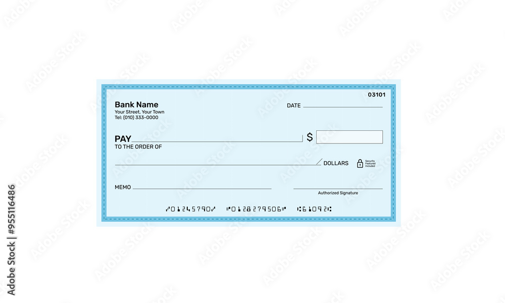 Poster Blank bank cheque, Cheque mockup – Wall Art | UkPosters