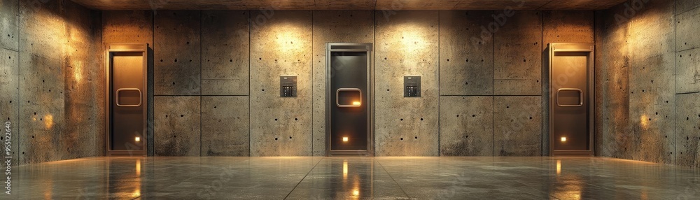 Underground bunker complex, with concrete walls, reinforced doors, and ...