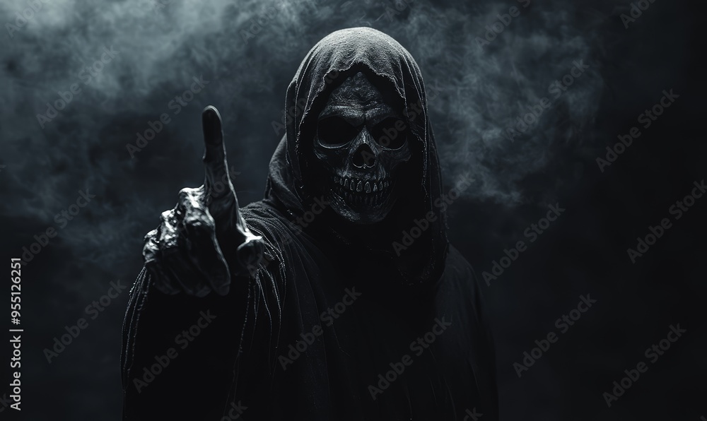 Grim reaper with smoky background. Halloween and horror concept. Scary ...