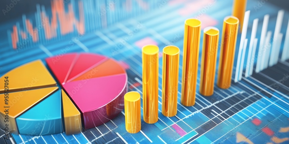 Comprehensive market analysis chart with bar, line, and pie graphs ...
