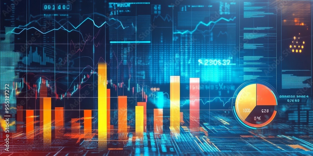Comprehensive market analysis chart with bar, line, and pie graphs ...