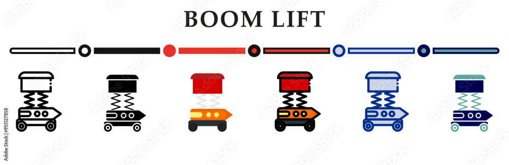 Vetor de Boom lift icons set. 6 Various styles. For sign, symbol ...