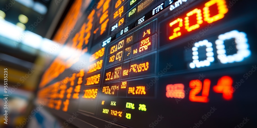 Illustration of a currency exchange board with multiple currencies and ...