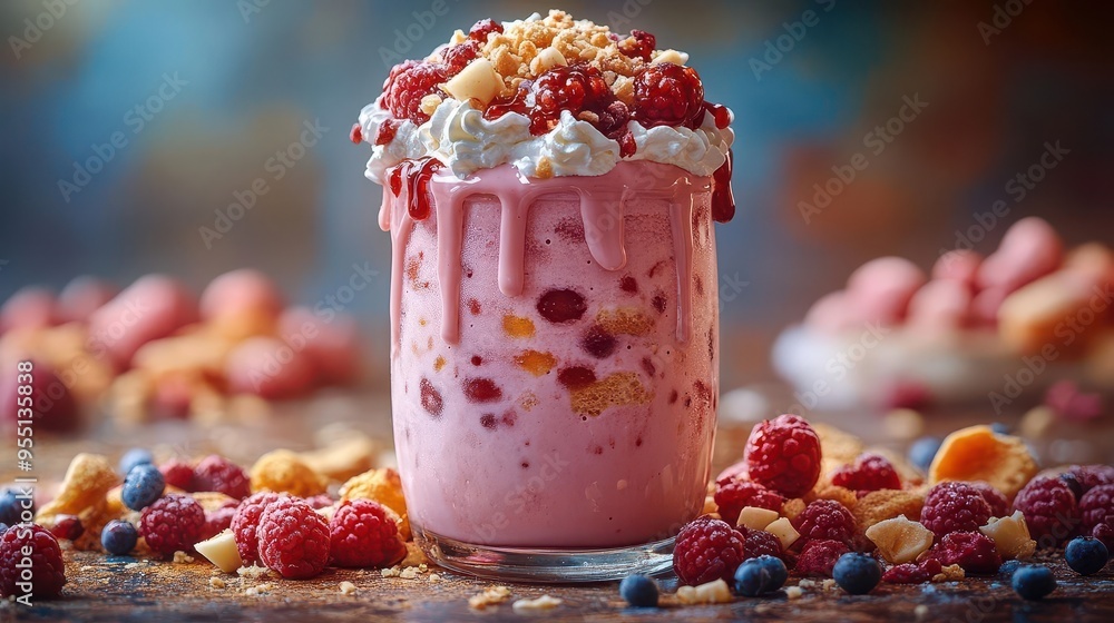 decadent dessert creation towering milkshake overflowing with indulgent ...