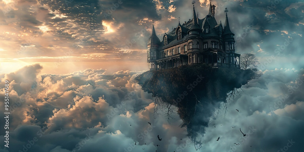 Haunted House Suspended in Air- Spooky Floating Estate- Sky High ...