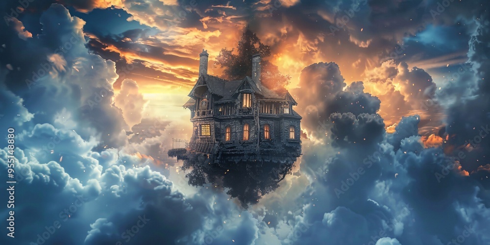 Haunted Sky Island House- Ghostly House in the Sky- Creepy Floating ...