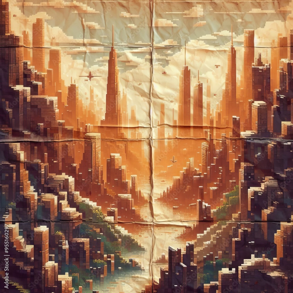 177 Pixelated Paper A low resolution pixelated texture with crum Stock ...