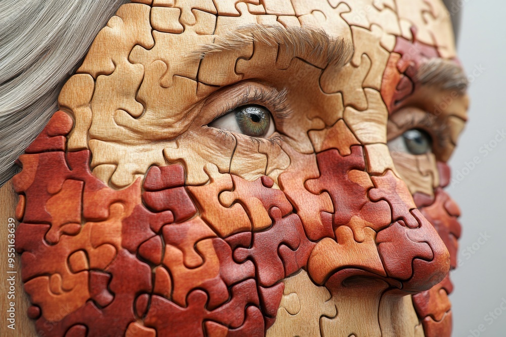 Lateral thinking Gray matter A close up of an elderly woman’s face made ...