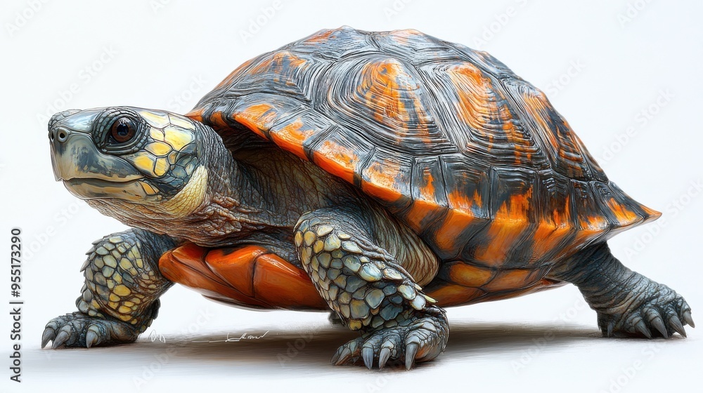 Clipart of a realistic turtle with detailed shell patterns and textures ...