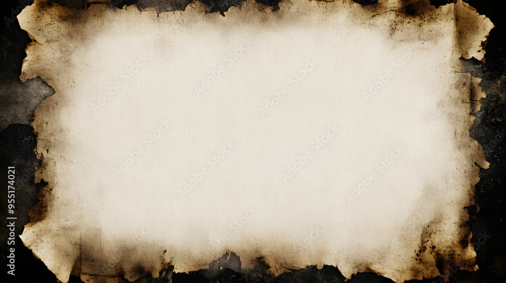 Grunge empty burnt edges background frame with vignette border. Dirty ...