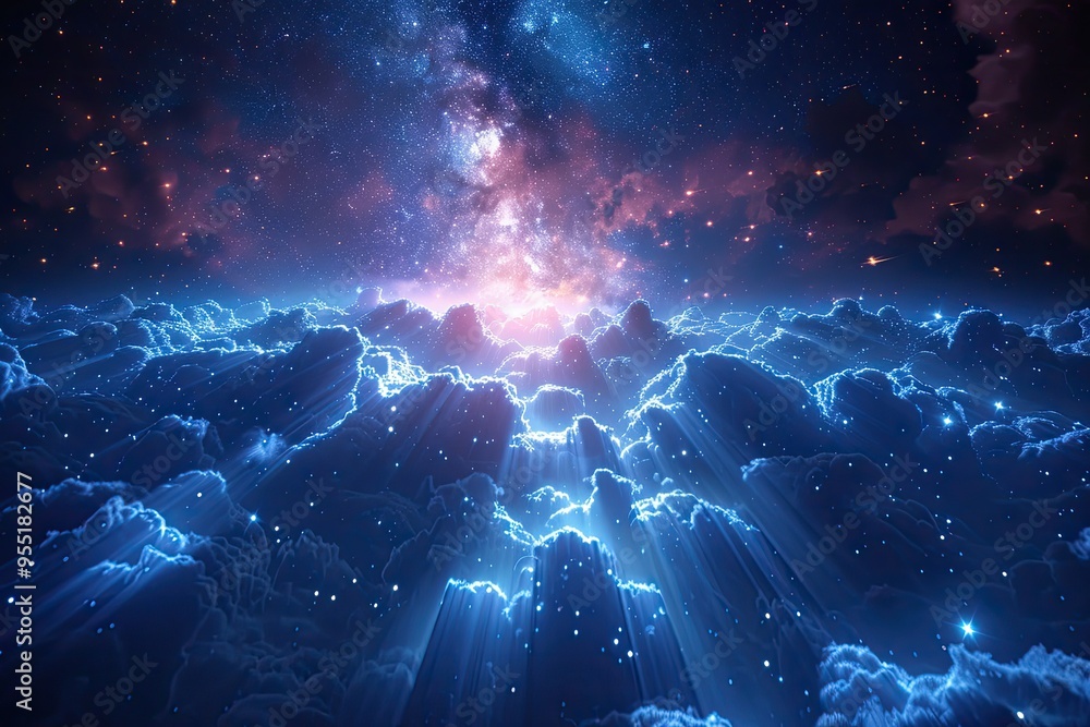 Celestial Light Trails Starry Night Light trails mimicking celestial patterns and constellations ...