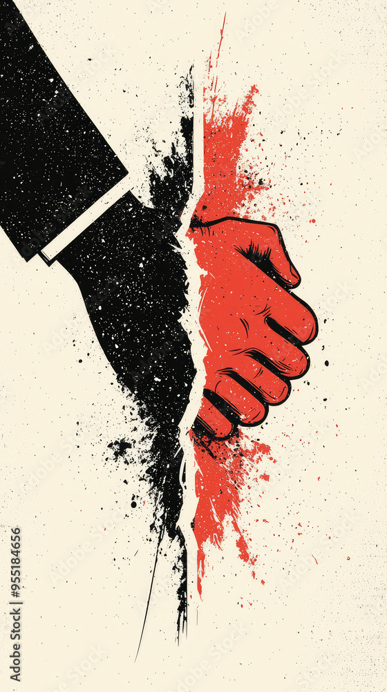 A handshake, once a symbol of unity, is now torn apart, leaving a trail ... A handshake, once a symbol of unity, is now torn apart, leaving a trail ...