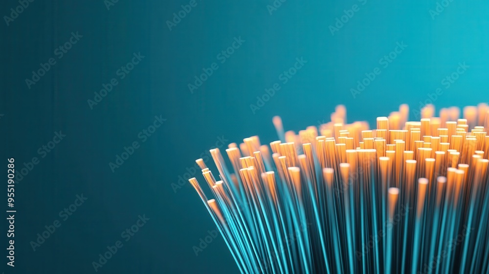 Fiber optic telecommunication network, emphasizing light transmission ...