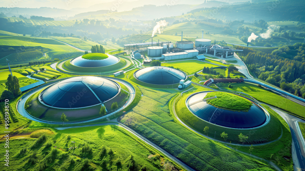 Storing Green Biogas in Anaerobic Digestion Tanks Stock Photo | Adobe Stock