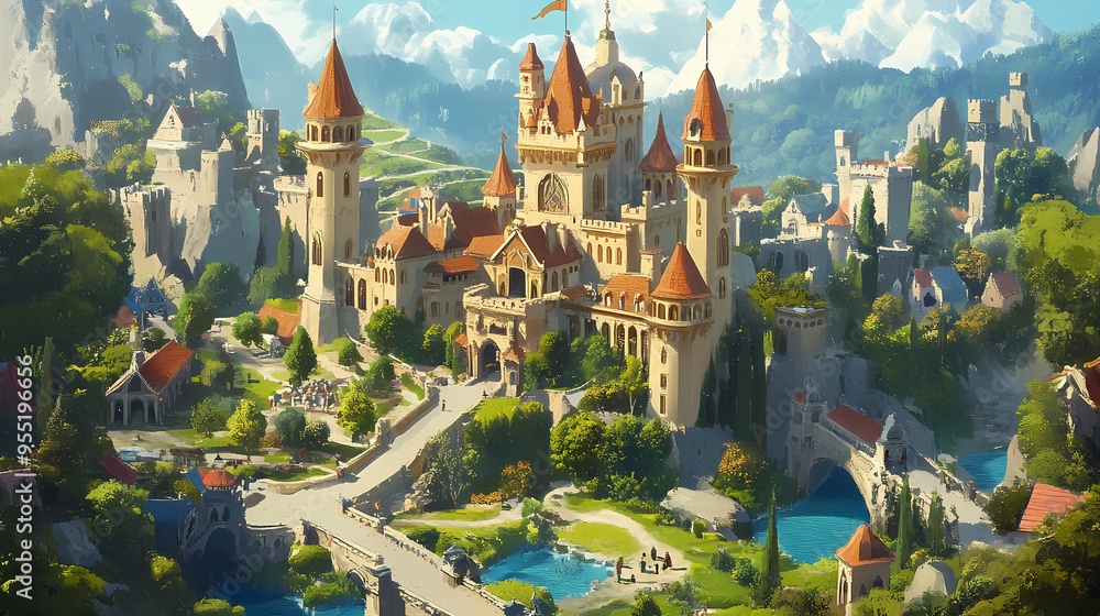 Grand and enchanting game art castle straight out of a fairy tale ...