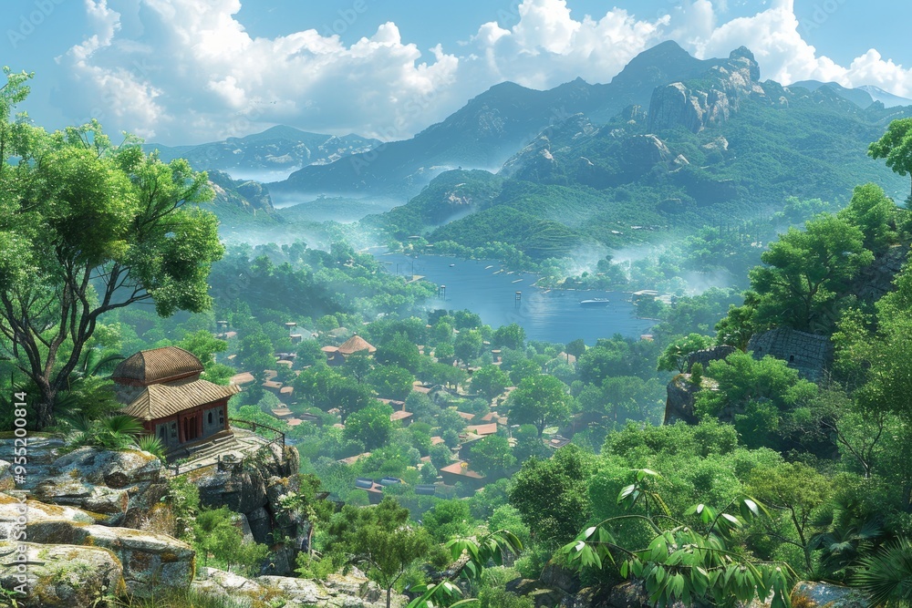 user exploring a vast, open-world environment in the metaverse Stock ...