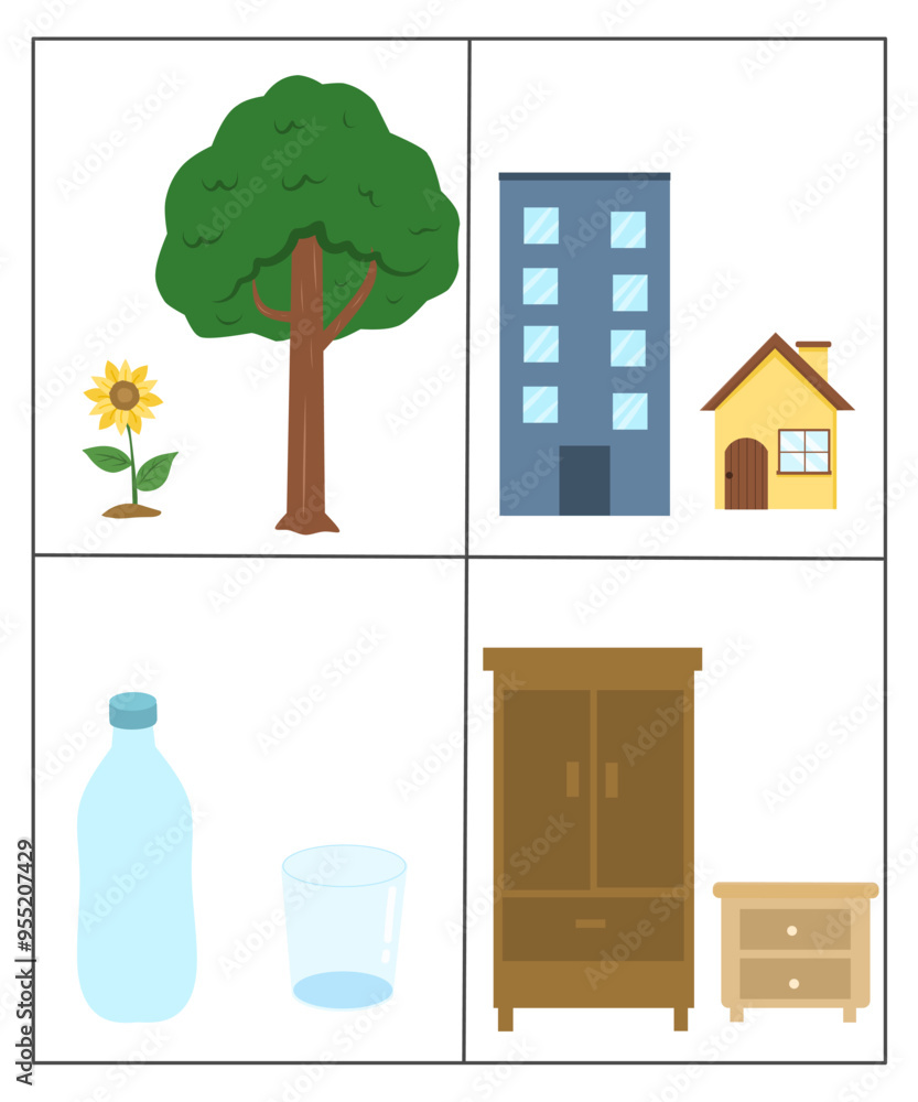 Short and tall worksheet for kids, opposite activities about short and ...