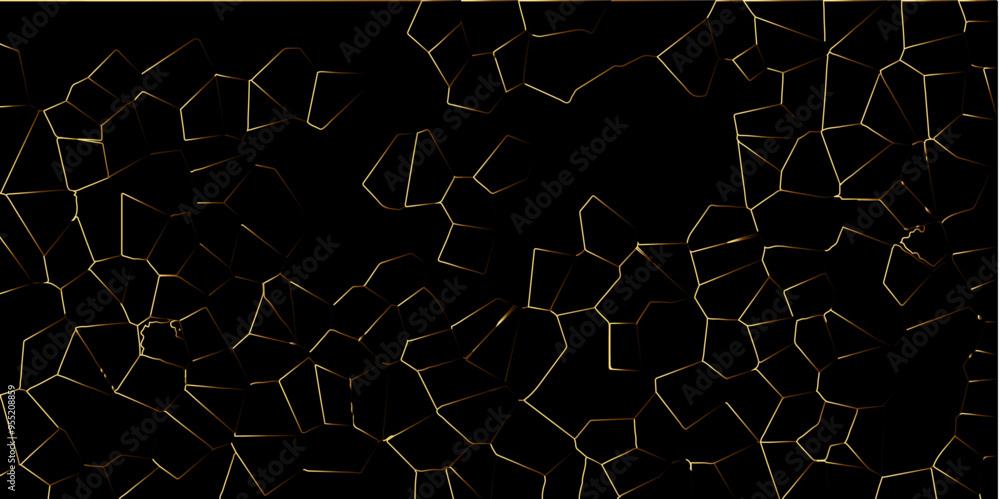 3D broken glass quartz Voronoi diagram vector background. Black color ...