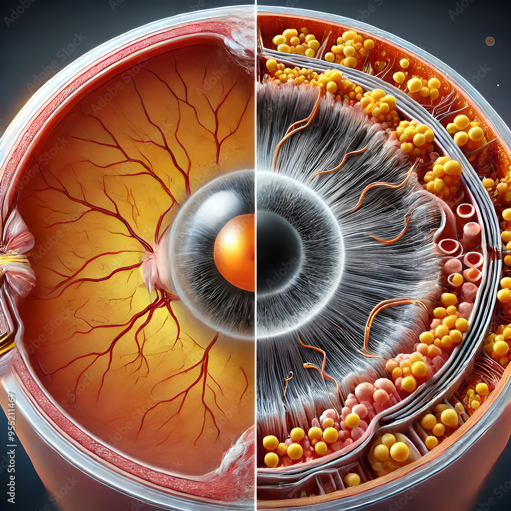 3D Age-related macular degeneration (AMD) in the human eye, focusing on ...