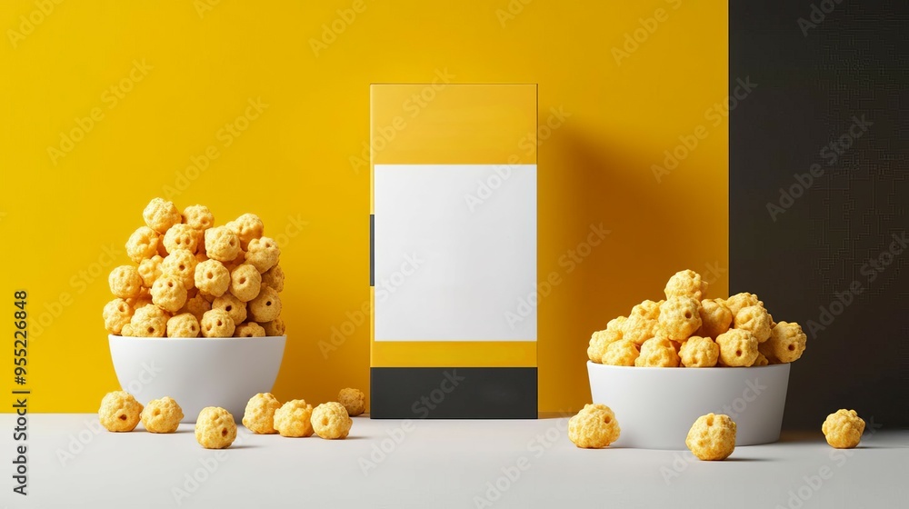 Modern cereal box packaging mockup with bold typography, dynamic ...