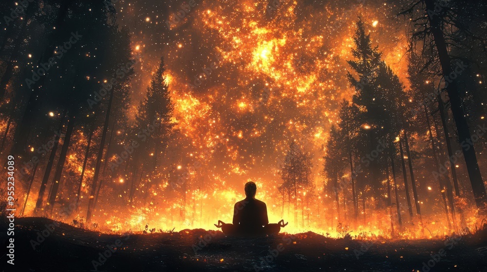 Mindful breathing exercise during outdoor meditation fostering a deep ...