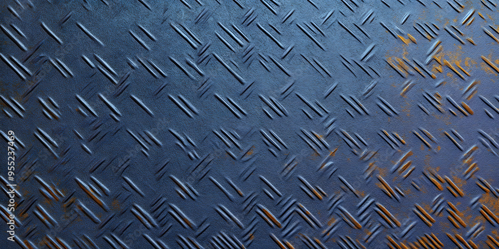 Seamless scratched and worn grungy diamond embossed metal floor plate ...