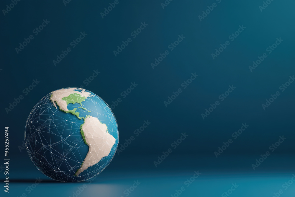 Digital Earth Model, a stylized globe representing continents connected ...