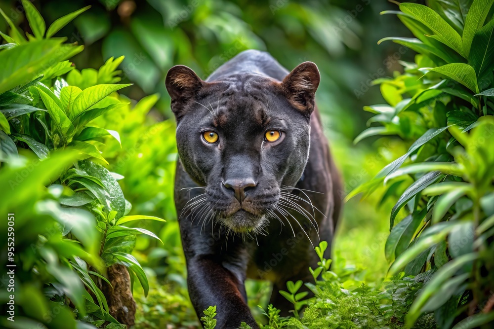 In the heart of the jungle, a powerful black leopard navigates the ...